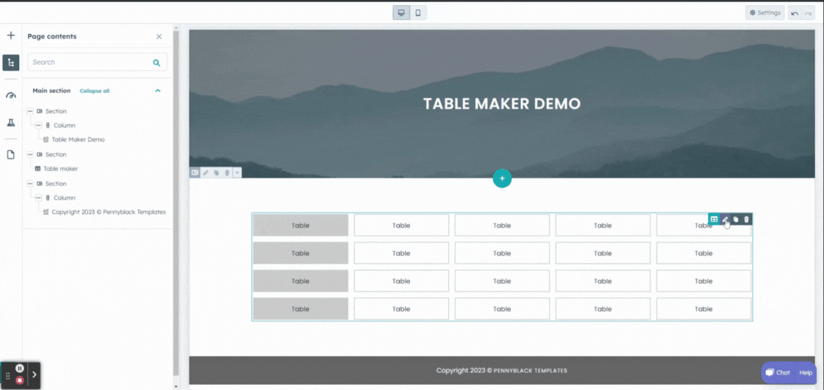 Table Maker Module - Help Document